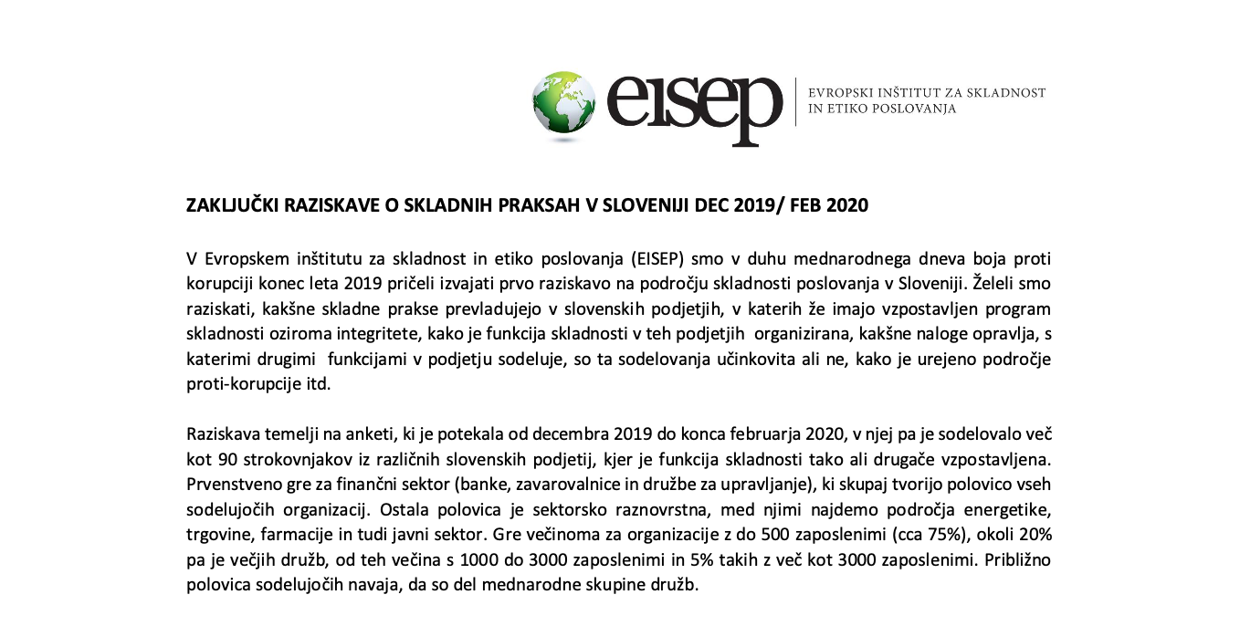 Znani so zaključki prve EISEP-ove raziskave - EISEP